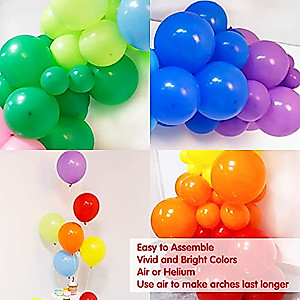 RUBFAC Rainbow Balloons Garland Arch Kit, 129pcs 12 Assorted Color Balloons Colorful Party Balloons for Birthday Party Baby Shower Decoration