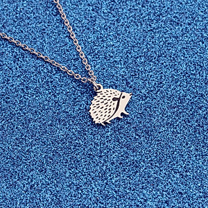 WUSUANED Cute Animal Necklace Hedgehog Pendant Necklace Hedgehog Charm Jewelry For Women Hedgehog Lover Gifts (Hedgehog charm necklace)
