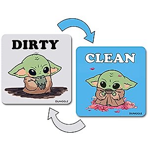 DUNGGLE Dishwasher Magnet Clean Dirty Sign Indicator, Washing Machine Magnet Double Sided Kitchen Dish Washer Refrigerator Magnet Flip with Magnetic Plate