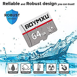 TF Memory Card 64GB,BOYMXU TF Card with Adapter,High Speed UHS-I Card Class 10 Memory Card for Phone Camera Computer