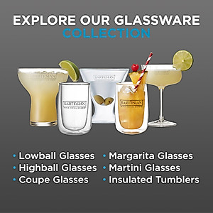 Bartesian Cocktail Glass Sets - Stemless Margarita Drinking Glassware for Cocktails & Mocktails - Bar Glasses for Martini, Margarita, Pina Colada, Whiskey Sour, Old Fashioned - Set of 2