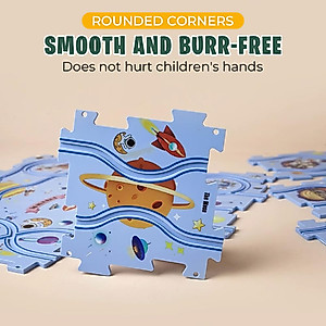 DIY Electric Trolley Building Kit, 2023 Educational Puzzle Track Car Play Set for Kids, RailCar Toys with Vehicles & Puzzle Board for Toddlers