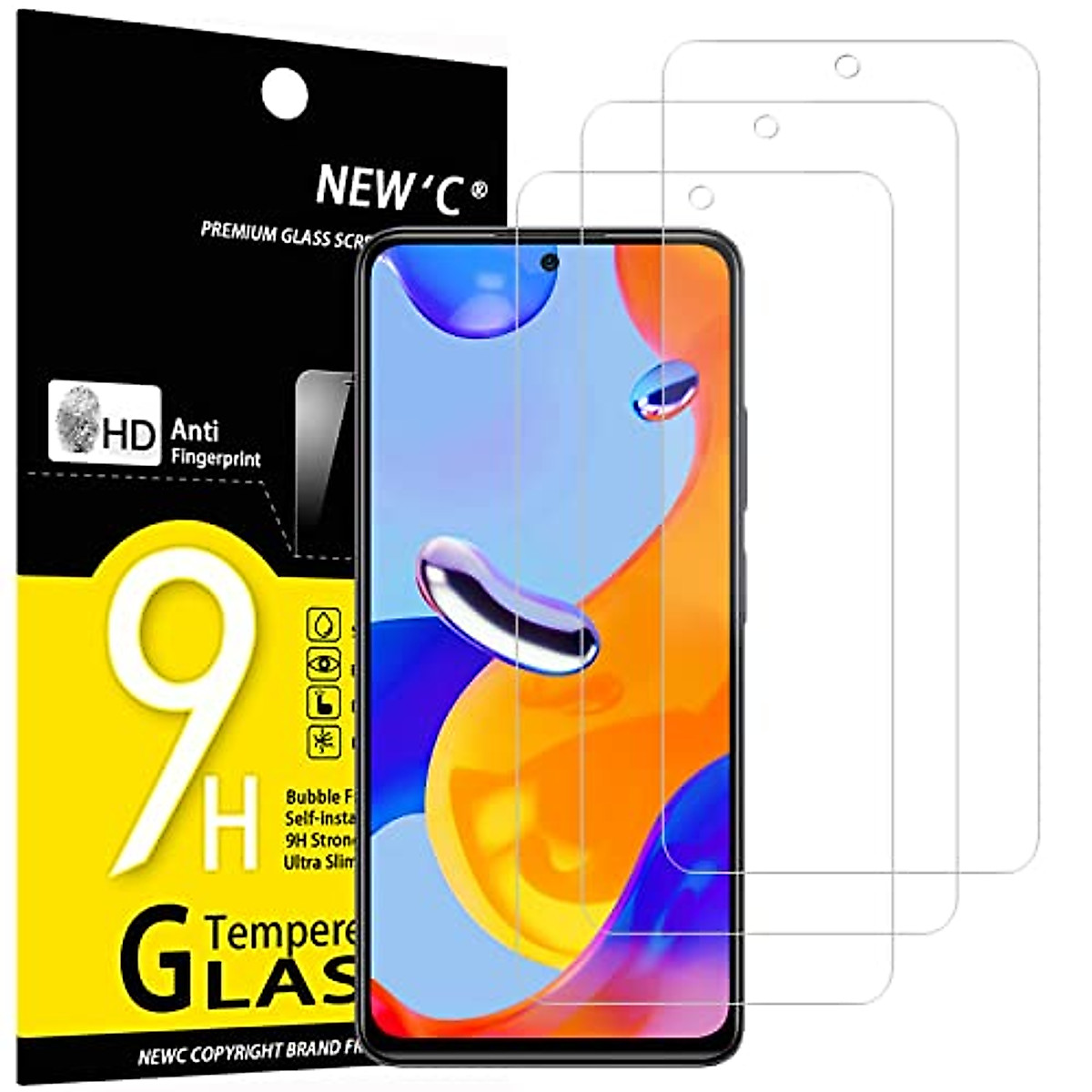 NEW'C 3 Pack Designed for Xiaomi Redmi Note 11 Pro, Redmi Note 11 Pro 5G, Anti-Scratch, Anti-Fingerprints, 9H Hardness, 0.33 mm Ultra Transparent, Ultra Resistant