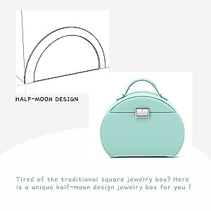 Vlando Princess Style Jewelry Box Half-Moon Design, Fabulous Girls Gift (Green)