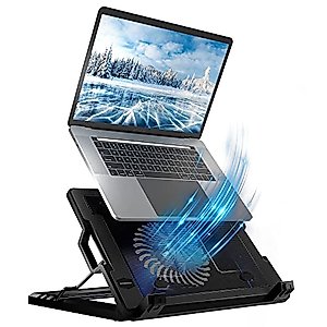 Laptop Cooling Pad Stand Built-in Quiet Fans, USB Ports, Adjustable Heights Ergonomic Comfortability Notebook Riser All Laptops MacBook Pro Air & More