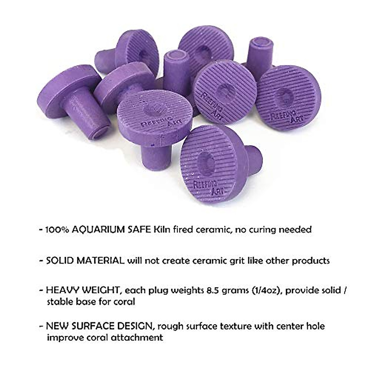 Reefing Art Ceramic Coralline Purple Coral Frag Plugs 30 Pack Tiles for SPS