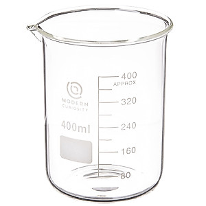 Glass Beakers Set - Science, Chemistry Classroom Supplies - Borosilicate Glass - Education, Research Equipment for Industrial and Academic Labs (400mL, 4-Pack)