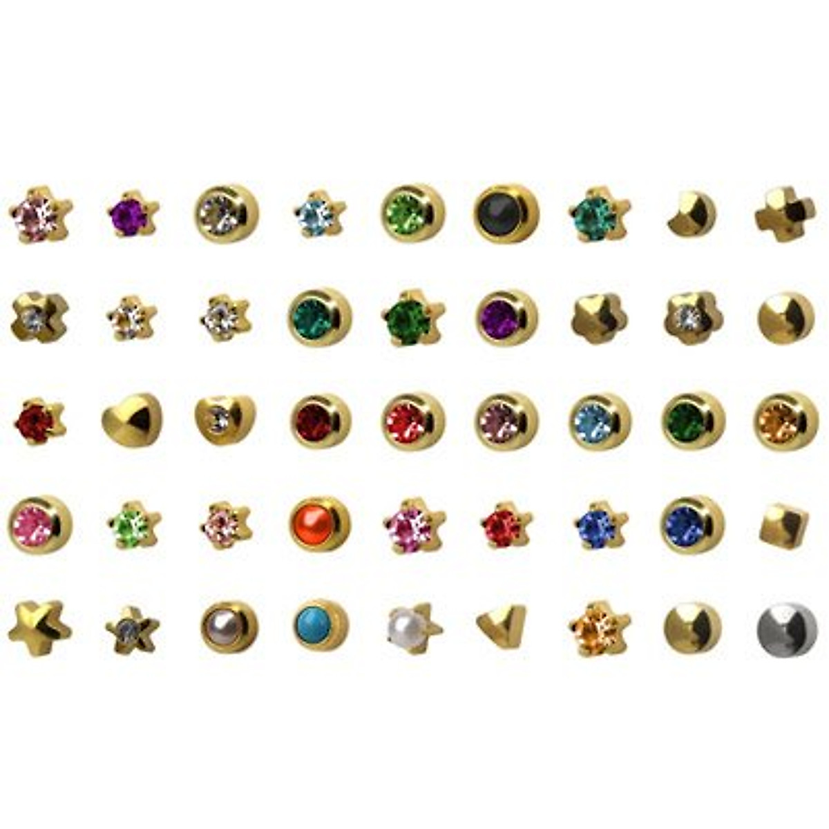 Studex 24K Plated Surgical Steel 3mm Regular Size Ear Piercing Earrings Studs in Prong Style Setting, 12 Pair Mixed Colors Yellow Metal
