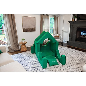 FOAMOH Castle Sofa Play Castle Sofa - Navy - 14-Piece Customizable Kids' Play Sofa for Imaginative Play & Easy Storage with personalizable Pillow