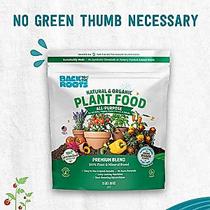 Back to the Roots All-Purpose Plant Food - Organic, Sustainably-Made for Indoor Plants with Kelp and Alfalfa Meal, Mycorrhizae, and Rock Phosphate Minerals - 1.5 lb Premium Blend