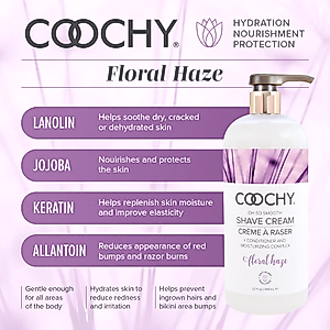 Coochy Intimate Shaving Cream for Women Sensitive Skin, Shave Conditioner & Moisturizer for Face & Body, Shave Cream, Anti-Bump, Floral Haze, 32 oz