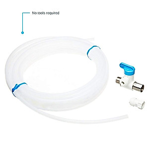 John Guest Ice Maker Connection Kit with Angle Stop Adapter Valve, Push to Connect Plastic Plumbing Fittings, White, ICE MAKER KIT