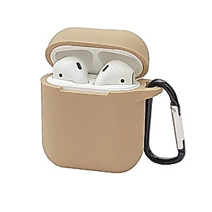AirPods Case,with Keychain Easy Outdoors,HappyCover Thicken Shockproof 360° Protective Silicone Cover Skin with Integrated Dust Plug Compatible for Airpods Charging Case 2 & 1 (Milk Tea)