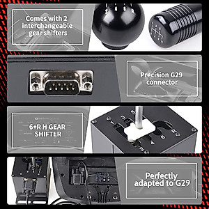 CNRAQR PS4 PS5 PC Racing Game USB Handbrake &Simulator Shifter 6+R H Gear Shifter Kit - Compatible with LOGITECH G29 Racing Game Wheels
