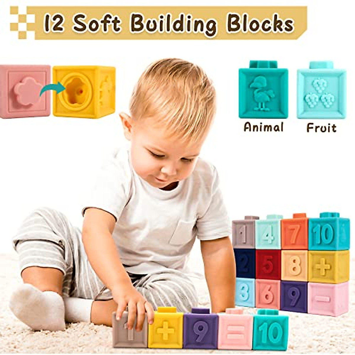 AZEN Baby Toys 0-3 Years, Toddler Toys Age 1-2, (3-in-1) Baby Toys for Babies 1 2 3 Year Old, Infant Toddler Newborn Toys, Learning Educational Preschool Toys