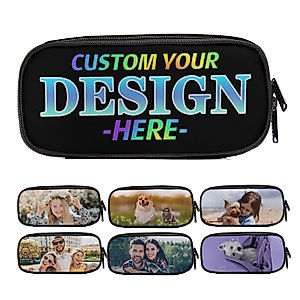 Llwzndo Custom Pencil Case with Photo Text Logo, Personalized Large Capacity Photo Pencil Box, Customized Multifunctional Pen Pouch Gift for Boys Girls Kids