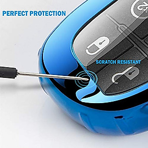 K LAKEY Key Fob Cover,Fit for Jeep Bottons Remote Key Grand Cherokee Renegade Compass Dodge Durango Journey Charger Challenger Key Fob,Smart Key Fob Soft TPU Case Shell with Alloy Keychain Red