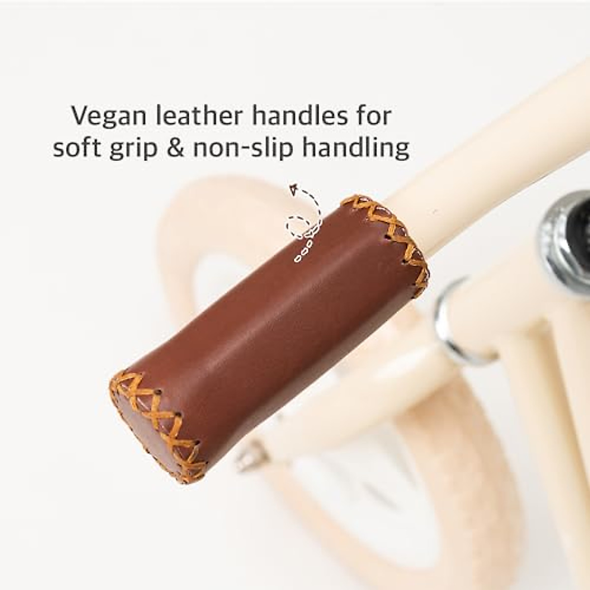 MomnLittle Retro Balance Bike(Green Olive) with Vegan Leather Seat and Handlebar Airless Tires for Ages 3~8 Years Boys Girls