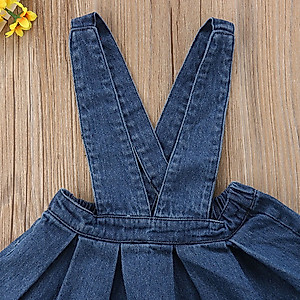 ZAXARRA Toddler Baby Girls Strap Suspender Skirt Overalls Dress Outfit (Blue, 1-2 T)
