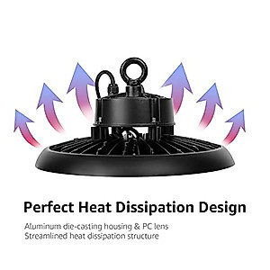 Lepro UFO LED High Bay Light 240W, 34,800lm 5000K Daylight, 800W HPS Equivalent, 0-10V Dimmable Commercial Warehouse LED Lighting, Waterproof IP65, 120-277V, 90° Beam, Industrial Ceiling Light Fixture