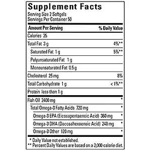 Nature Made Fish Oil 1200 mg Softgels, Fish Oil Supplements, Omega 3 Fish Oil for Healthy Heart Support, Omega 3 Supplement with 100 Softgels, 50 Day Supply