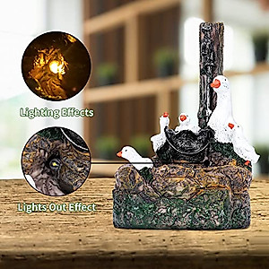 KKL Garden Statue Solar Duck Figurine with LED Lights Solar Garden Outdoor Decoration Waterproof Resin Sculpture Duck Statue for Patio Yard Lawn Porch Art Ornament Housewarming Christmas Birthday Gift