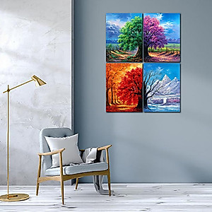 Muzagroo Art 4 Pack 5D Diamond Painting Kits for Adults DIY Drill Diamond Art Kits 4 Seasons Wall Art for Living Room Diamonds Arts and Crafts by Numbers for Beginners