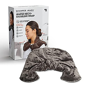 SHARPER IMAGE Warm & Cooling Herbal Aromatherapy Neck & Shoulder Plush Wrap Pad for Soothing Muscle Pain and Tension Relief Therapy, 100% Natural Lavender & Herb Spa Blend, Holiday Gift