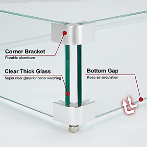 GYUTEI Fire Pit Wind Guard, 33"x 15"x 5" Fire Pit Glass Wind Guard 0.39 Inch Clear Tempered Glass Flame Shield with Hard Aluminum Corner Bracket for Rectangular Outdoor Fire Pit