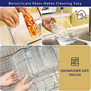 MFY 5-Pack 36 OZ Glass Storage Containers with Lids, Glass Meal Prep Containers Set, Airtight Glass Lunch Containers with Lids, Microwave, Oven, Freezer and Dishwasher Safe, Gray