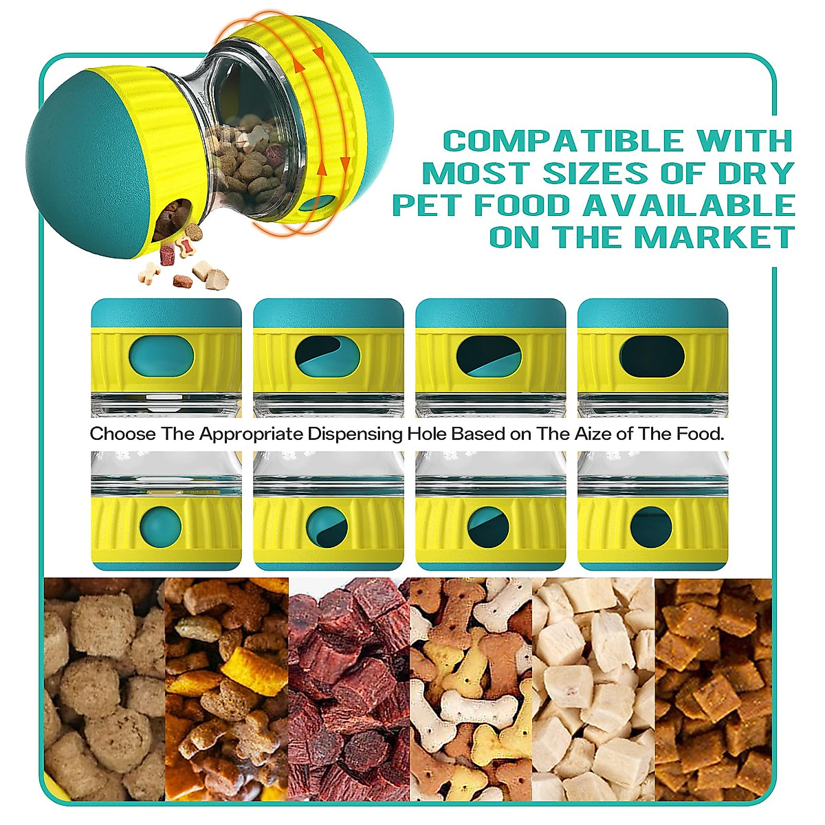 YXX-TECH Dog Puzzle Toys, Adjustable Dog Treat Dispensing,Interactive Dog Enrichment Toy to Keep Them Busy,Food Puzzles Ball for Dogs, Puppy Slow Feeder for Boredom and Stimulating IQ Training (Blue)