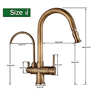 Touch Sensor Filtered Water Kitchen Faucet Antique Brass Spout Mixer Faucet with Swivel Pure Water Crane for Kitchen(Black Gold)