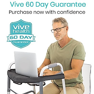Vive Walker Tray for Folding, Standard Walkers (with Basket) - Universal Medical Supplies Equipment Attachment Table with Cup Holder - Durable Disability Rolling Accessories - for Seniors, Women, Men