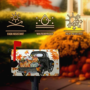 Dacawin Fall Harvest Mailbox Covers Magnetic Standard Size Thansgiving Pumpkin Mailbox Post Cover Maple Leaves Truck Mailbox Decor Waterproof Mailbox Wraps Mail Cover for Garden Yard 21 * 18 Inch