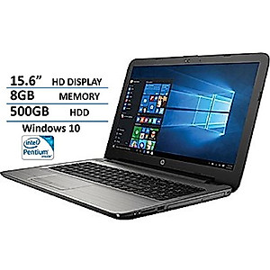 2017 HP 15.6" HD High Performance Laptop PC, Intel Pentium Quad-Core Processor, 8GB DDR4 RAM 500GB HDD DVD +/- RW 8.5-Hour Battery Life WIFI HDMI Webcam Windows 10, Silver