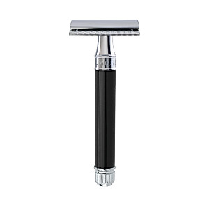 Edwin Jagger DE86 Classic Double Edge Manual Eco-Friendly and Reusable Safety Razor for Men and Women for Shaving Cream or Soap Fits All DE Razor Blades (Imitation Ebony)