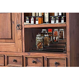 MEIQIHOME 4 Tier Spice Rack Organizer Step Shelf Countertop Spice Storage Holder, for Kitchen Cabinet Cupboard Pantry, Metal, Black