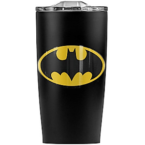 Batman Classic Logo Stainless Steel Tumbler 20 oz Coffee Travel Mug/Cup, Vacuum Insulated & Double Wall with Leakproof Sliding Lid