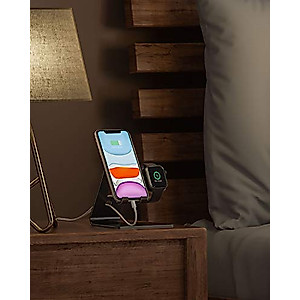 OMOTON Stand for Apple Watch - 2 in 1 Universal Desktop Stand Holder for iPhone 14 13 12 11 All Series and Apple Watch Series 8/SE2/7/6/SE/5/4/3/2 (Both 38mm/40mm/41mm/42mm/44mm/45mm) (Black)