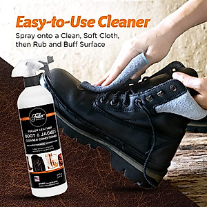 Fuller Brush Leather Boot and Jacket Cleaner Conditioner - Natural Oil Formula for Leather, Vinyl, Backpacks & Luggage - Removes Dirt, Dust, and Grime - Bottle with Sprayer