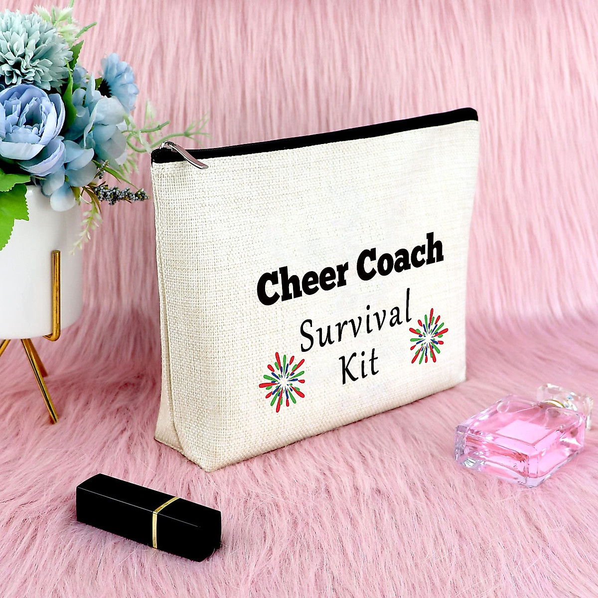 Cheer Coach Thank You Gift Cheerleader Coach Gift for Women Makeup Bag Cheerleading Coach Gift Cheer Mom Appreciation Gift Cosmetic Bags Christmas Thanksgiving Gift for Her Travel Makeup Pouch