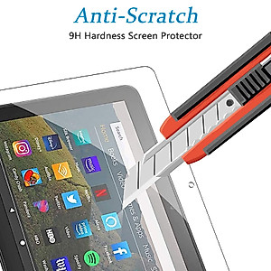 3 Pack Screen Protector for All-New Fire HD 8/HD8 Plus/Fire HD 8 Kids/Fire HD 8 Kids Pro Tablet (12th &10th Generation, 2022&2020 Released),Tempered Glass 9H Hardness Anti Scratch Clear, 8-inch