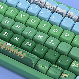 daixiahu Snow Mountain Ranc Theme keycaps 158 Key PBT keycaps MDA Custom keycap Set is Suitable for 61/87/104/108 Cherry MX Switch and Other Mechanical Keyboards (Snow Mountain Ranch)