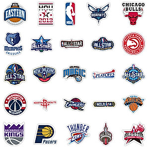 50PCS Basketball Team Fans Logo Stickers National Basketball Association All 30 Teams Collection Vinyl Decals for Laptop Skateboard Luggage Water Bottles Teens Kids Girls
