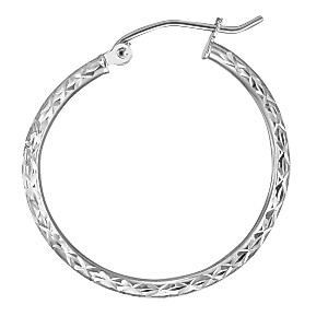 14k REAL White Gold 1.5mm Thickness Hinged Hoop Earrings (20 x 20 mm)