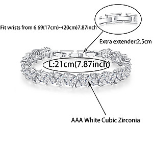 Hadskiss Wedding Tennis Bracelet for Brides Bridesmaid, White Gold Plated Marquise Cubic Zirconia Prom Jewelry, Silver Bracelet Wedding Party Jewelry for Women