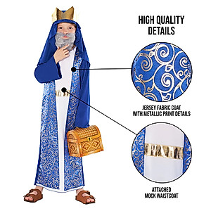 Morph 3 Wise Men Costume Kids, Biblical Nativity Costume, Catholic Saint Outfit, Three Kings Dress Up, 7-9 Years