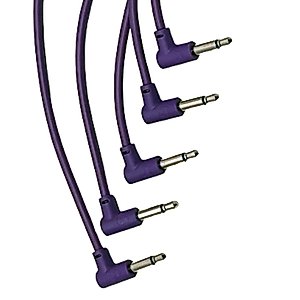 Starving Students Music Supplies Luigis Modular M-PAR Right Angled Eurorack Patch Cables - Package of 5 Purple Cables, 6" (15 cm)