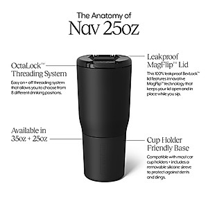 BrüMate Nav 25oz 100% Leak Proof Insulated Travel Tumbler with Magnetic BevLock™ Lid - Double Wall Cup-Holder Friendly Stainless Steel Mug (Dune)