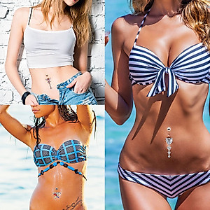 14G Surgical Steel Belly Button Ring Butterfly Dangle Belly Button Rings for Women CZ belly rings belly piercing jewelry 7PCS